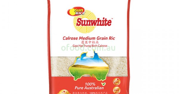 Sunrice Sunwhite Calrose Medium Grain Rice 25Kg